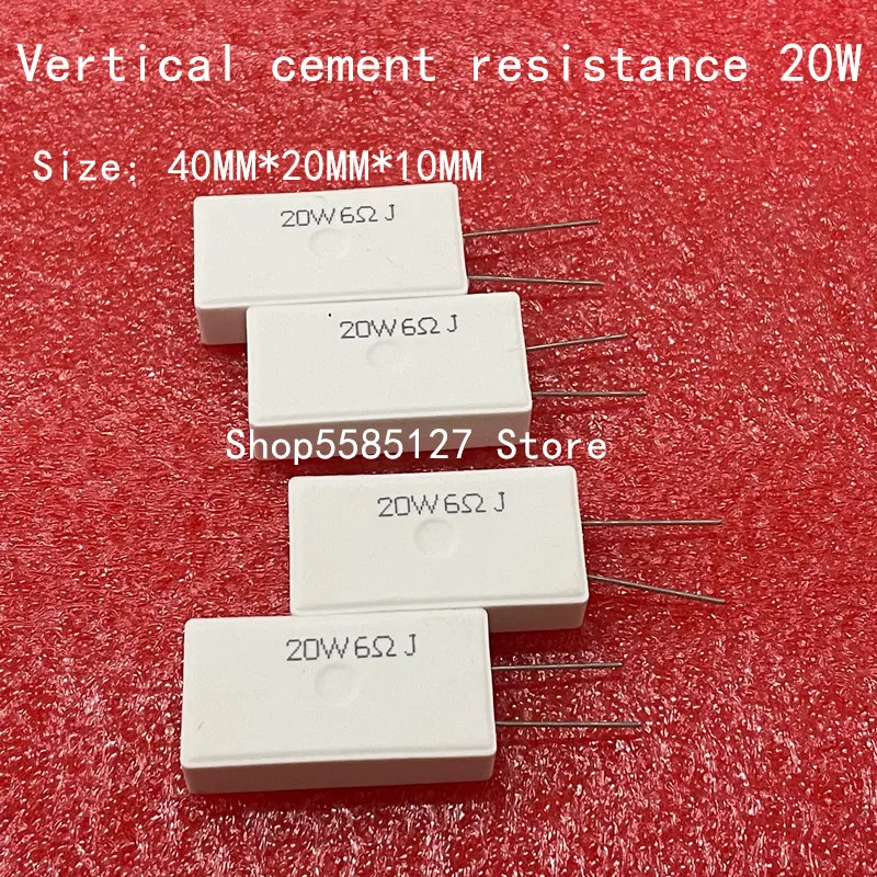 5PCS 20W Vertical cement resistance 0.5 ~ 10K ohm 5% 0.5R 1R 2R 4R 6R ...