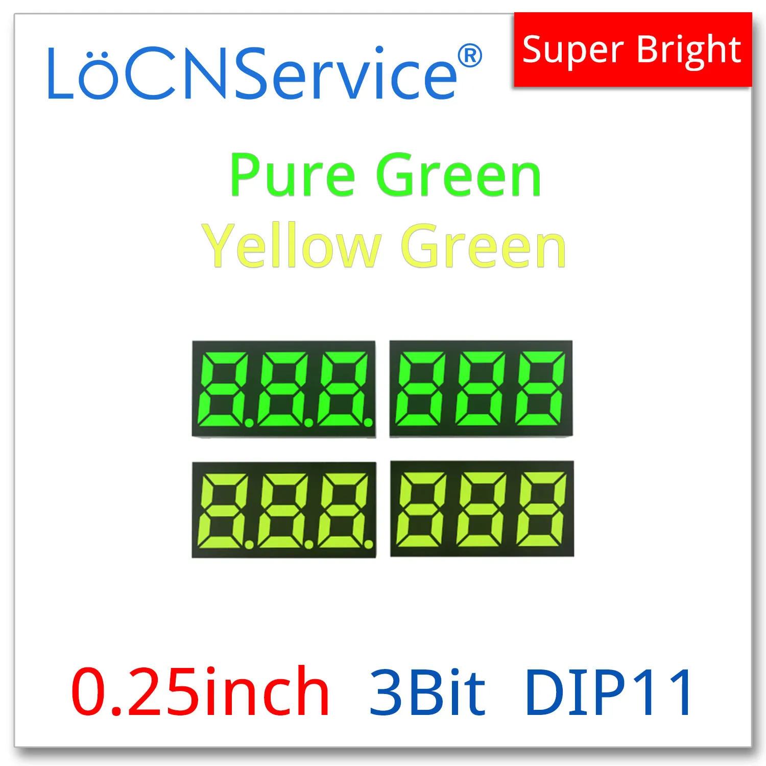 LoCNService 30PCS 0.25Inch Digital Tube LED Display 3 Bit Yellow Green ...