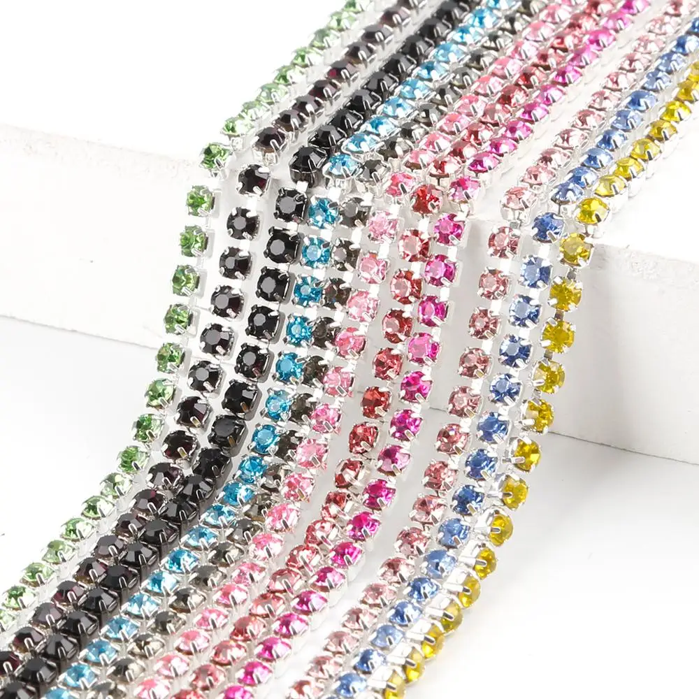 Hot Sale 1m/lot 23 Color Transparent Rhinestone Chain 2/2.5/2.8/3mm For ...