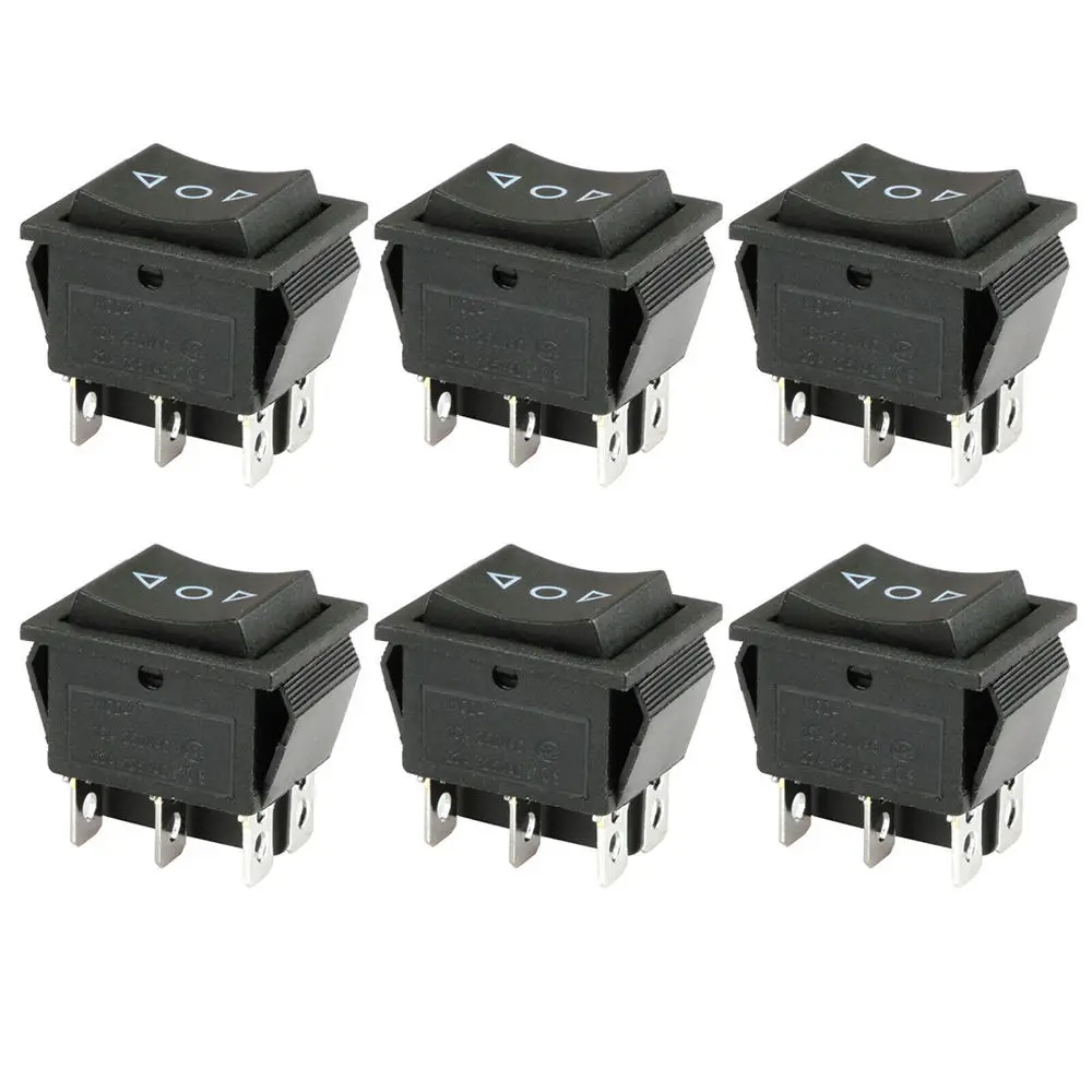 6pcs ON OFF ON Black Momentary DPDT Rocker Switch 3 Position 6 Pin ...