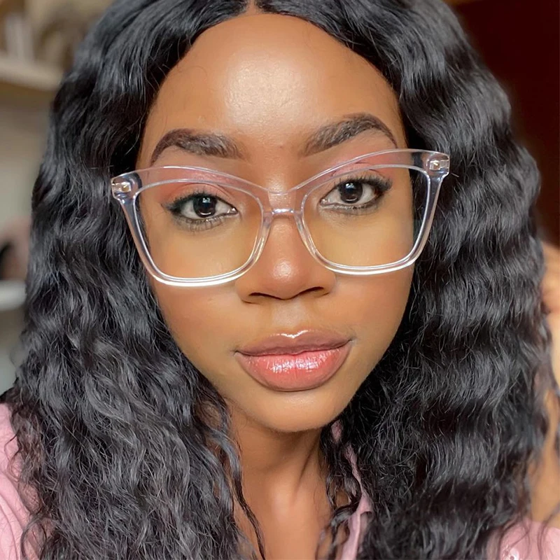 Transparent-Square-Cat-Eye-Glasses-Clear-Lens-Points-Zero-Eyeglasses ...