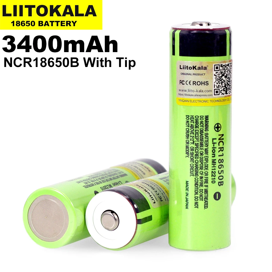 1-10pcs Liitokala Original Ncr18650b 3.7v 3400mah 18650 Rechargeable Lithium Battery Suitable ...