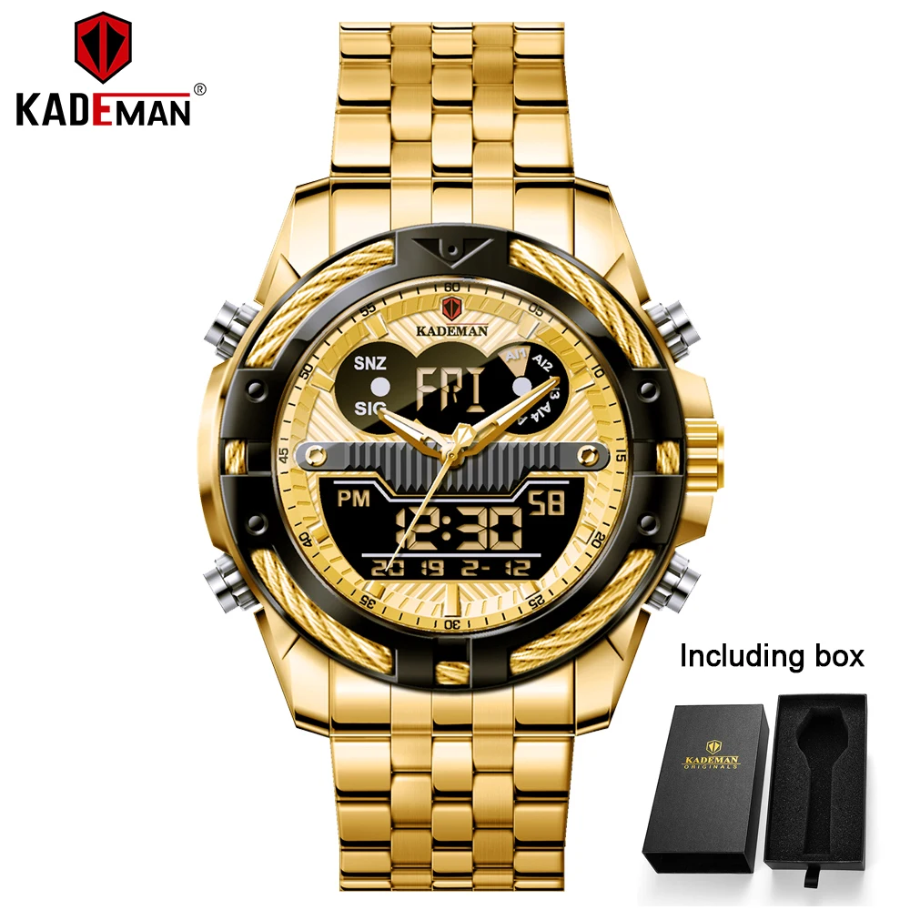 KADEMAN-Men-Digital-Watch-Glod-Business-Wristwatches-3ATM-Waterproof ...