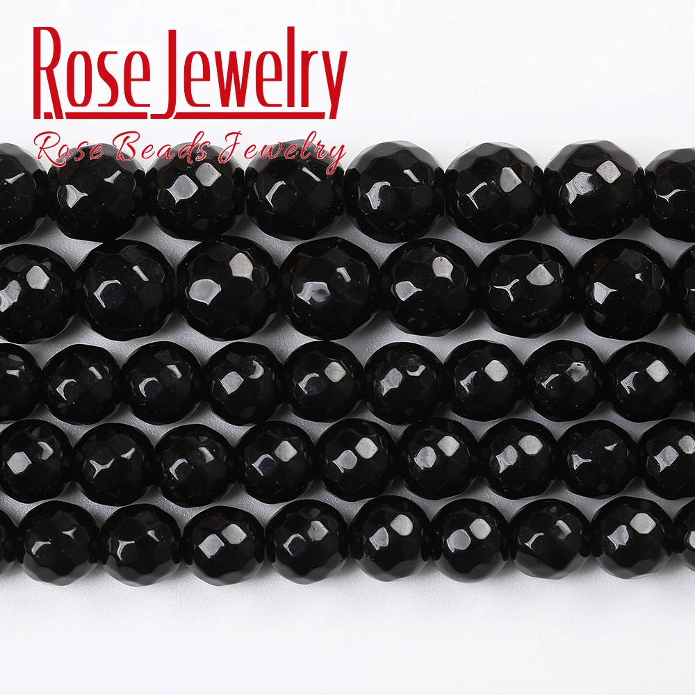Faceted-Black-Glass-Crystal-Rondelle-Beads-Loose-Spacer-Beads-For ...