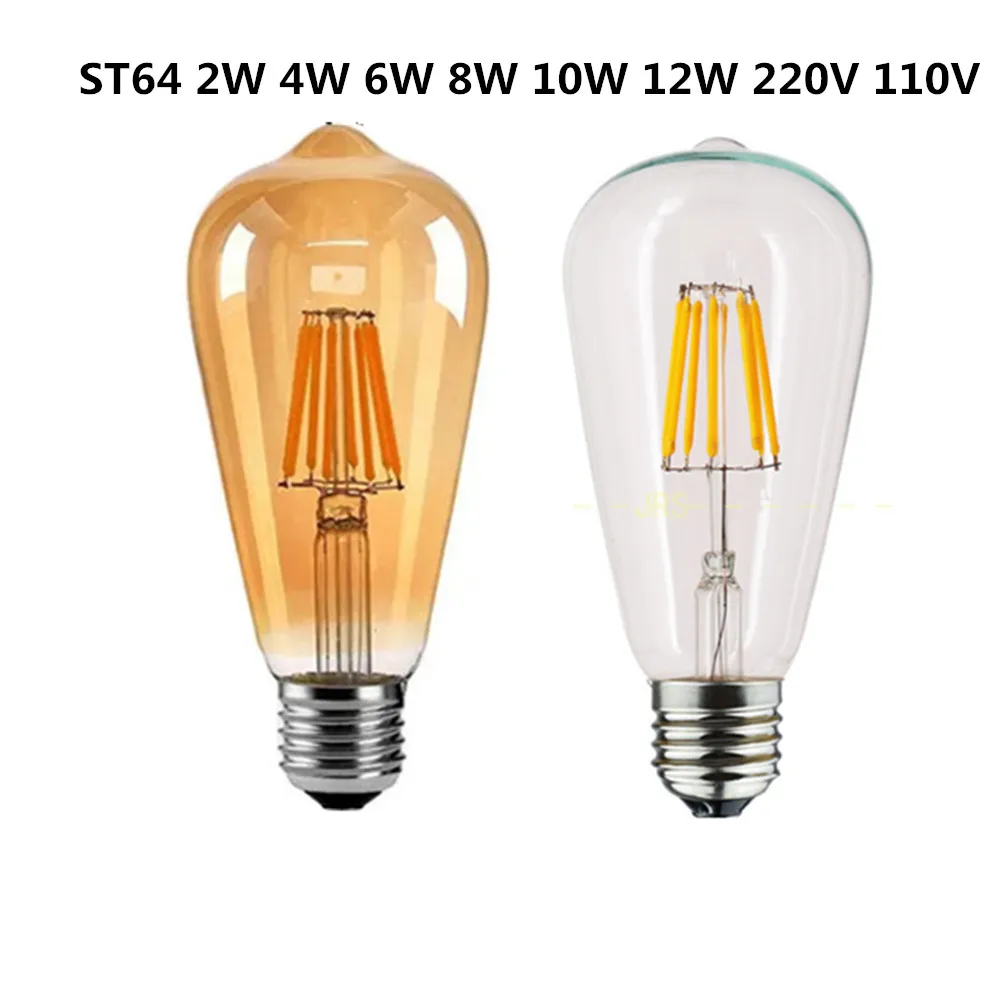LED-Edison-Filament-Light-Bulbs-Golden-ST64-Dimmable-E27-B22-2W-4W-6W ...