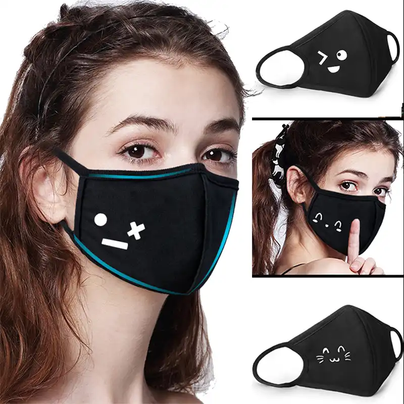 Unisex Mouth Reuse Masks White Cute Anime Anti Dust Kawaii