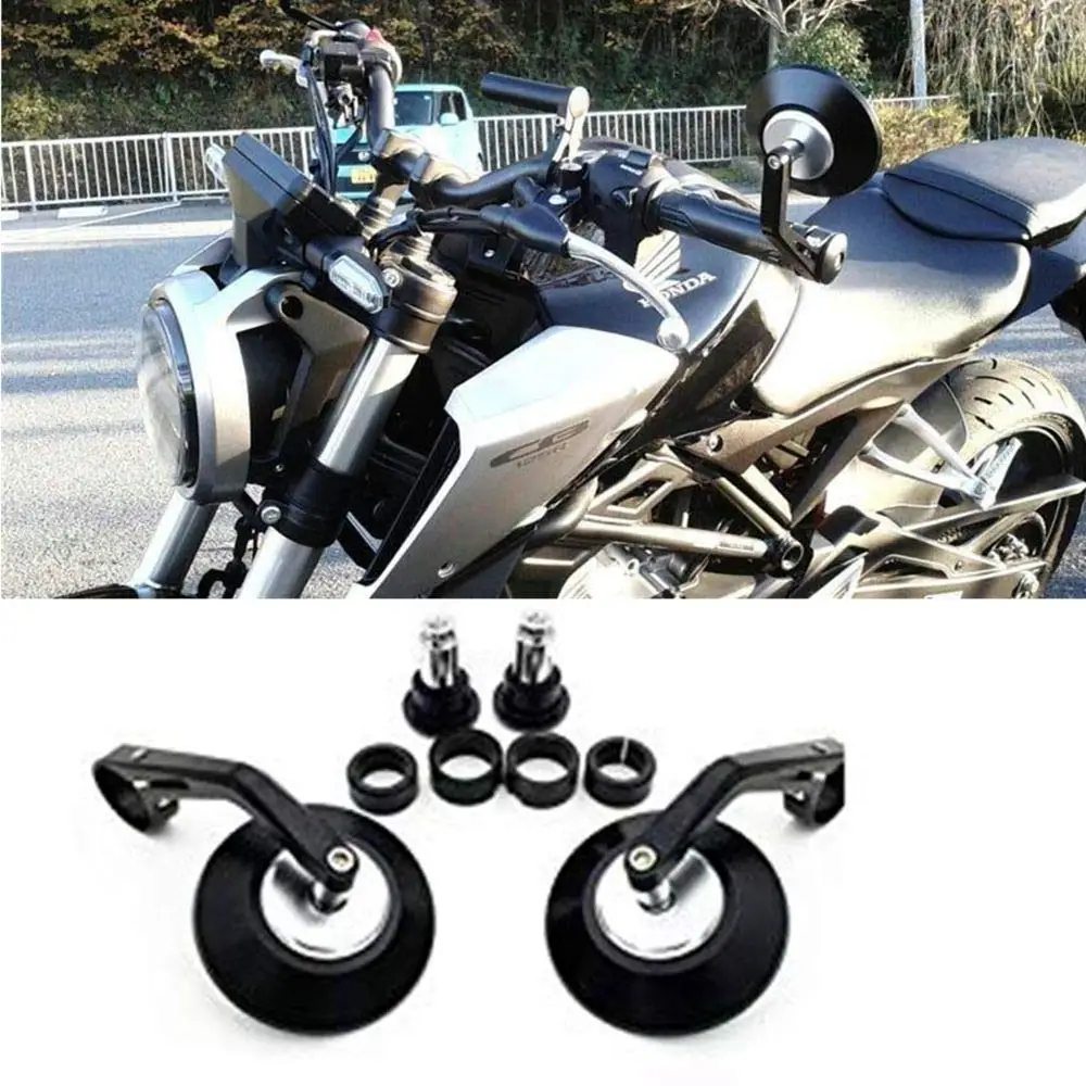 Silvery-Motorcycle-rear-view-mirror-Black-7-8-Round-CNC-Cafe-racer ...