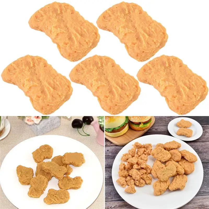 5PCS Artificial Food Fake Realistic Chicken Nugget Simulation Food Kids ...