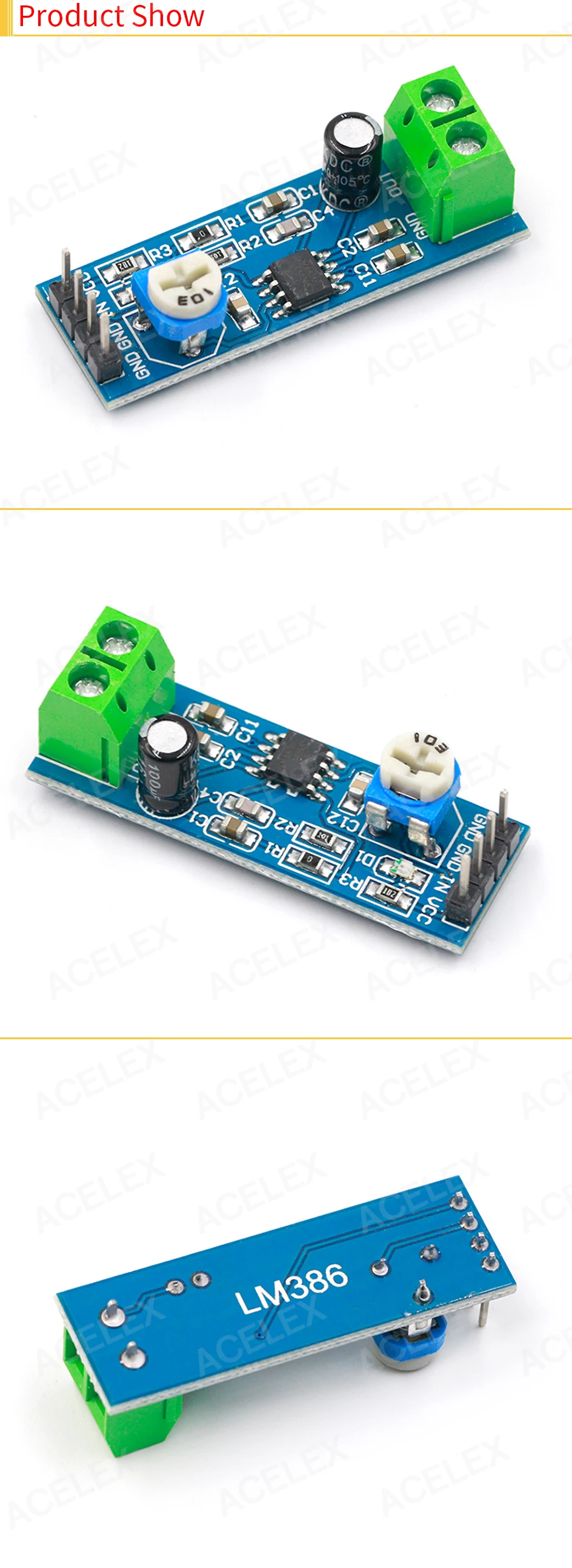 Amplificateur Audio LM386 5V-12V, 200 fois Gain, Module 10K, résistance ...