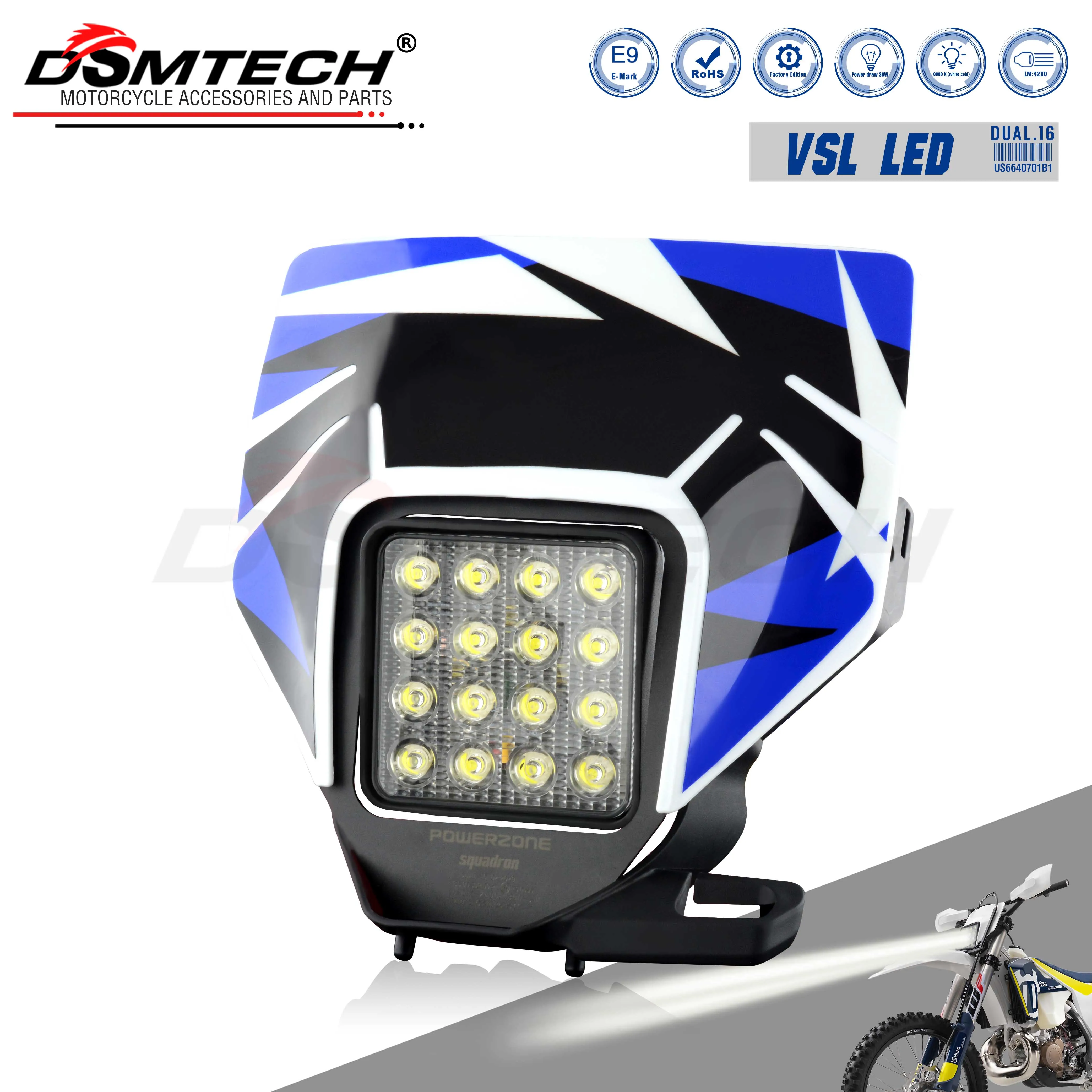 DSMTECH-Motorcycle-LED-Headlight-Headlamp-Head-Light-Supermoto-Fairing ...