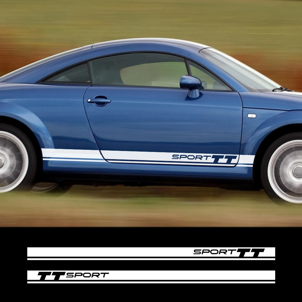 2PCS Sport Auto Door Side Skirt Stripes Decal Car Sticker For Audi TT ...