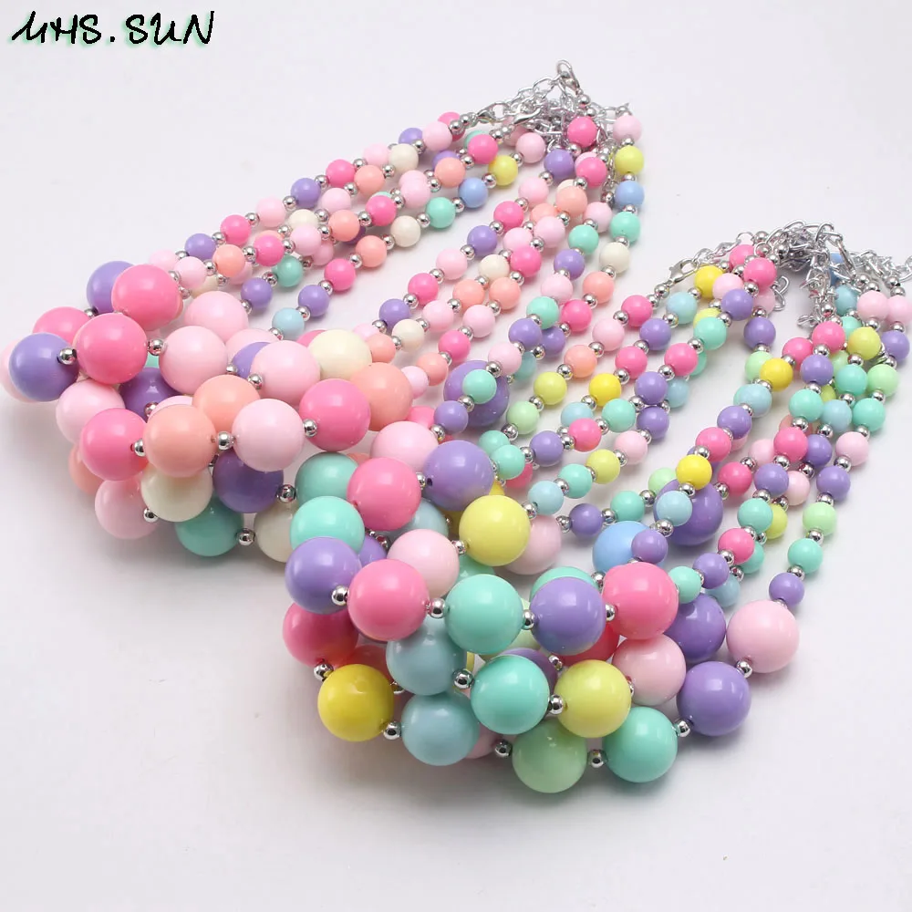 MHS-SUN-Girls-Kids-Acrylic-Beads-Necklace-Candy-Color-Chunky-Beaded ...