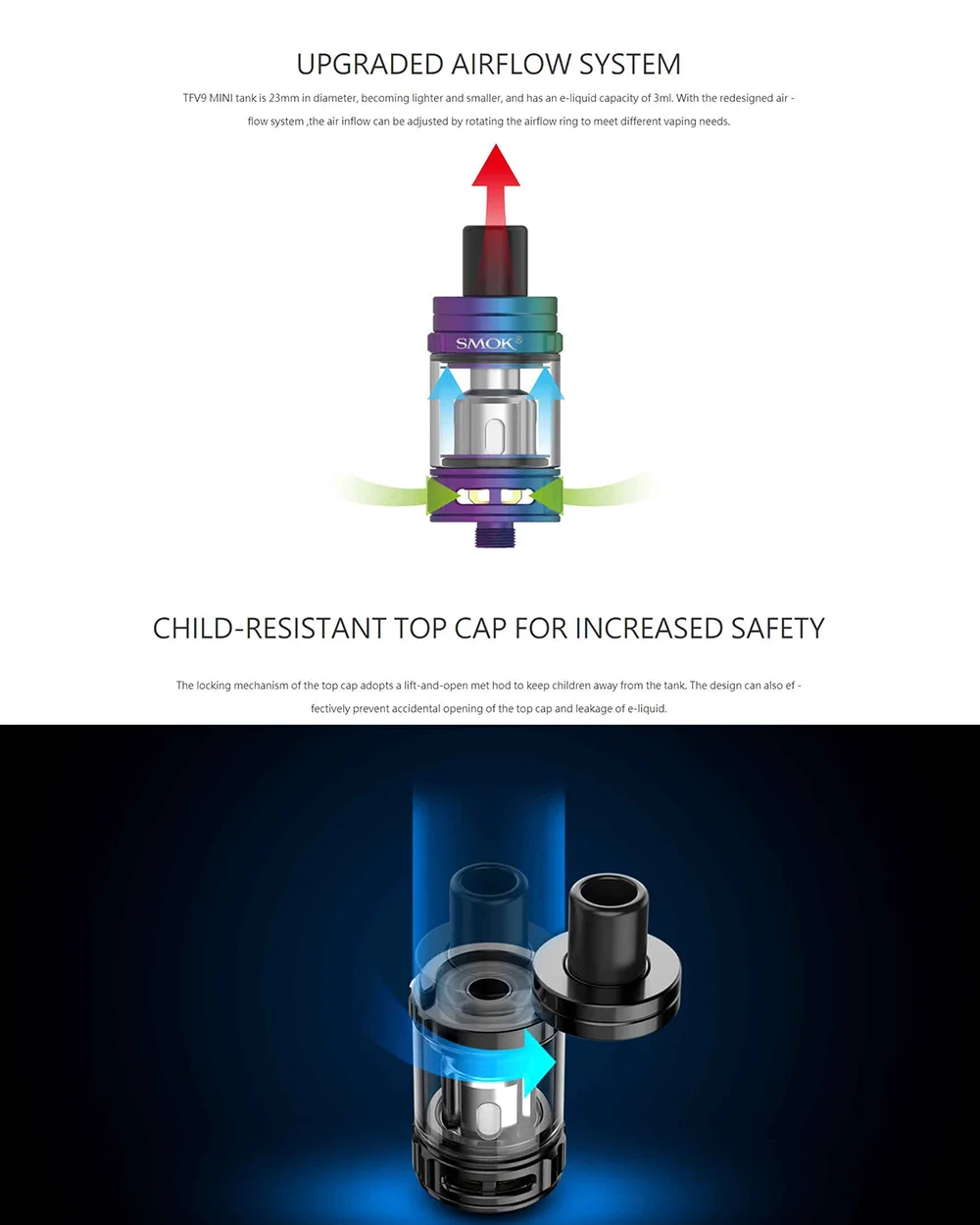 SMOK SCAR MINi Kit 80W Vape SCAR-Mini 3ml TFV9 Mini Tank V9 Meshed Coil ...