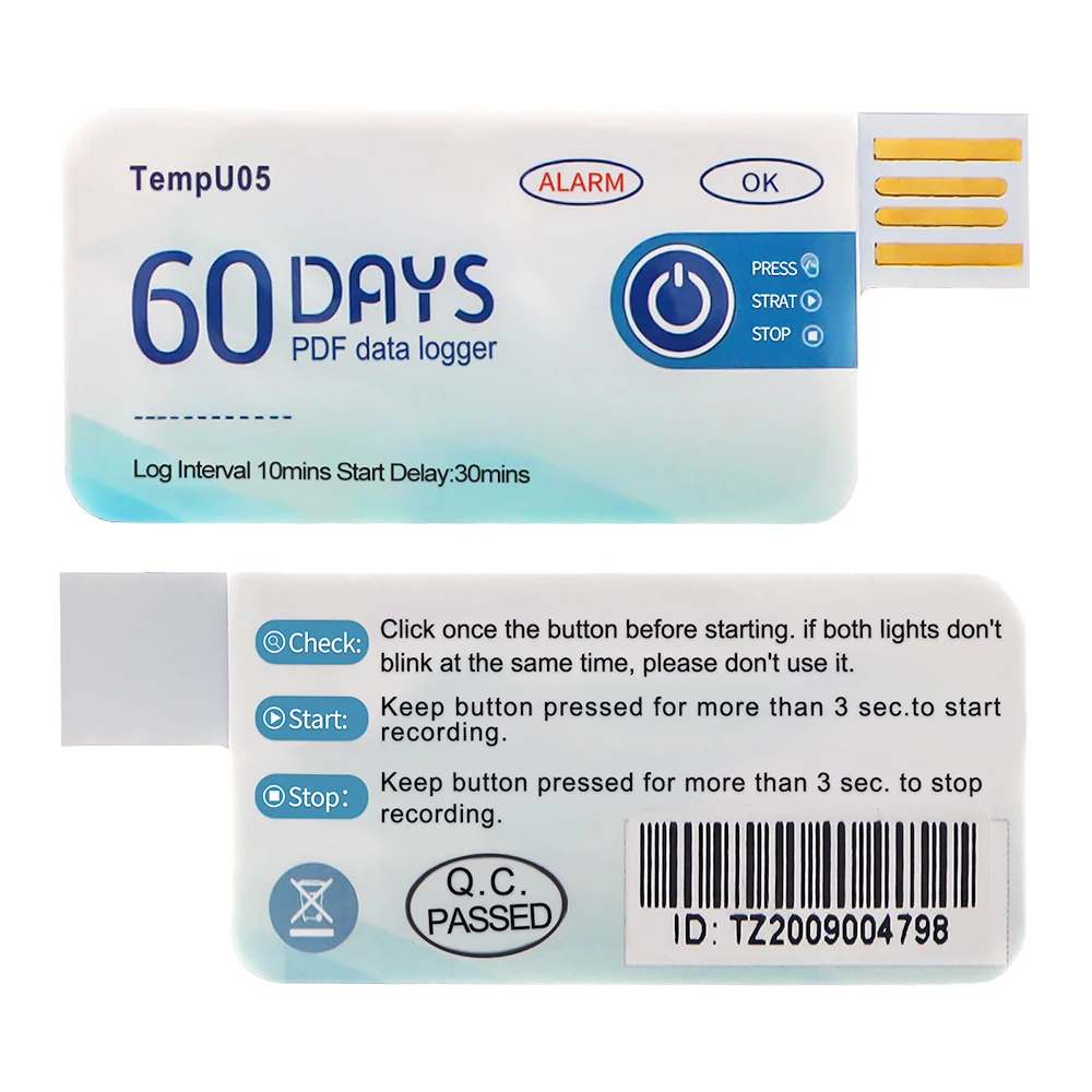 Tempu05 Temperature Data Logger Pdf Report Disposable Single Use Usb ...