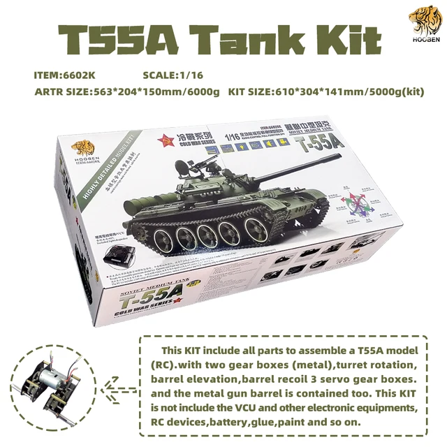 HOOBEN Full Set 1/16 RC Motorized KIT T55A RUSSIAN MEDIUM Soviet Tanks ...