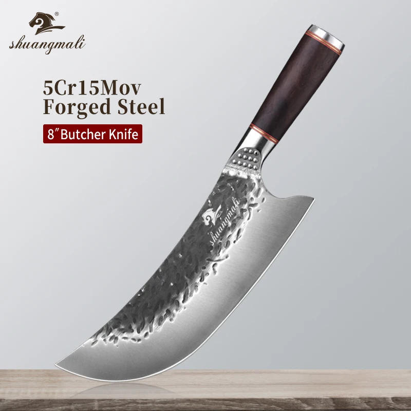 Shuangmali faca de cozinha 8 'Polegada aço inoxidável artesanal forjado ...