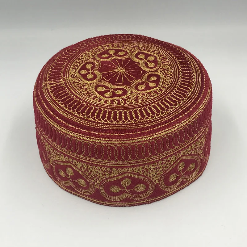 Muslim Prayer Hats Cotton Embroidery Red Hat Turban Indian For Men ...