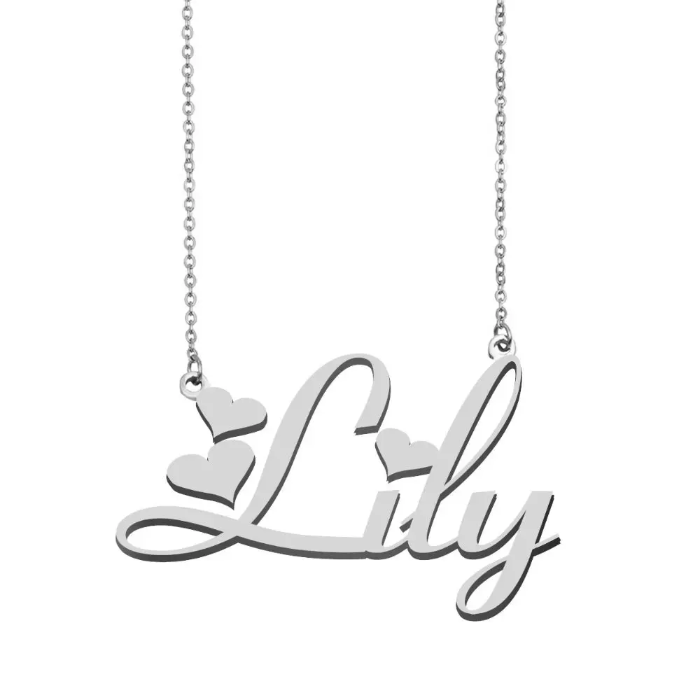 Lily-Name-Necklace-Personalised-Women-Choker-Stainless-Steel-Gold ...