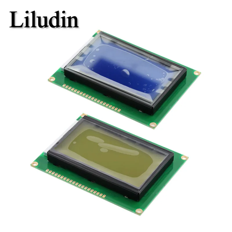 128*64 DOTS Yellow Green LCD module 5V blue screen 12864 LCD with ...