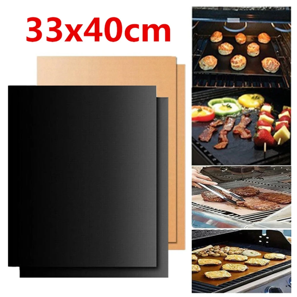 2pcs Bbq Grill Mat Barbecue Outdoor Baking Non-stick Pad Reusable ...