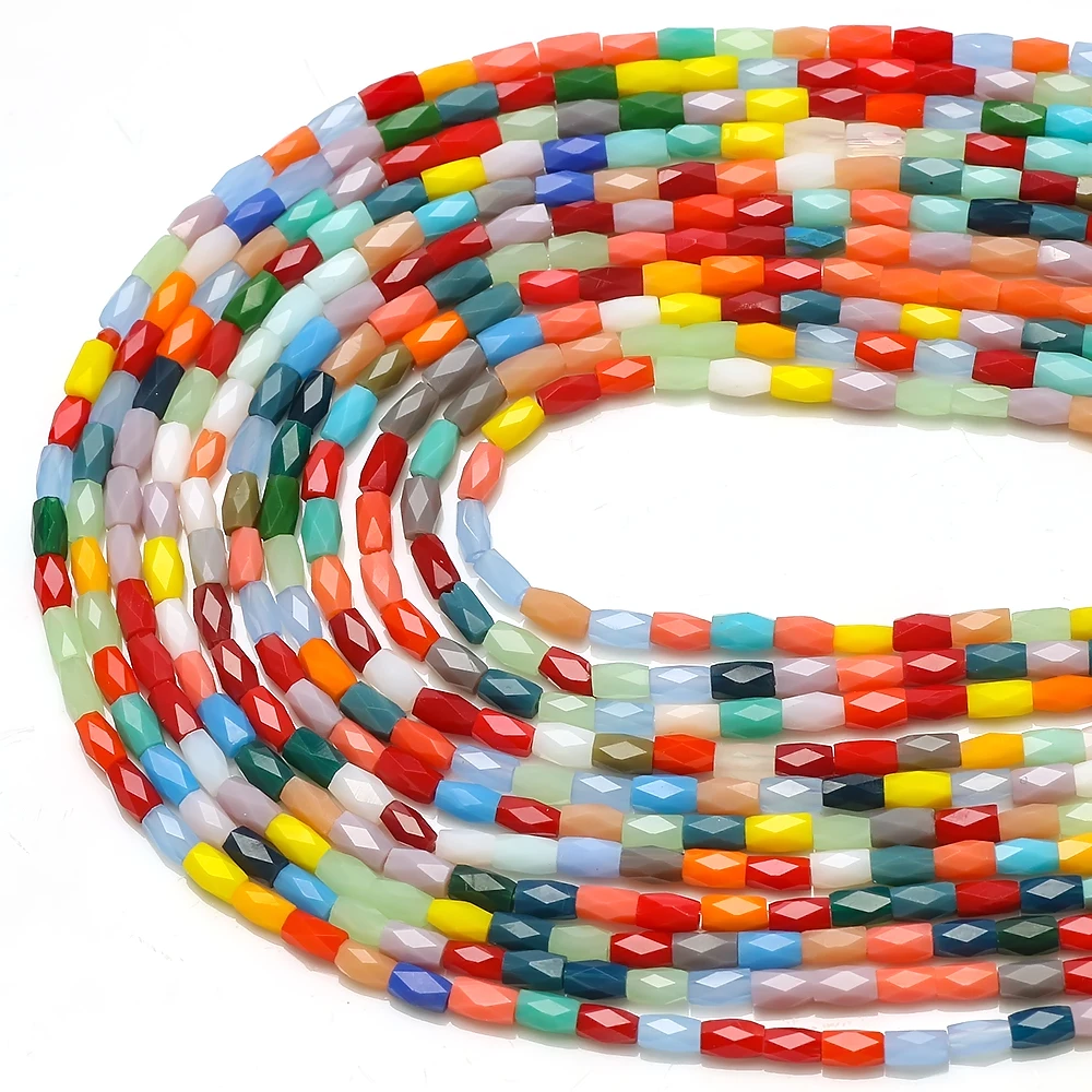 95Pcs/Lot Faceted Glass Tube Spacer Beads 2X4mm Crystal Small Loose ...