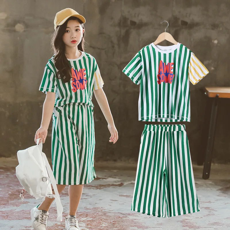 Girls Clothes 10 12 years Children Clothing Letter T shirt Pants Girl's ...