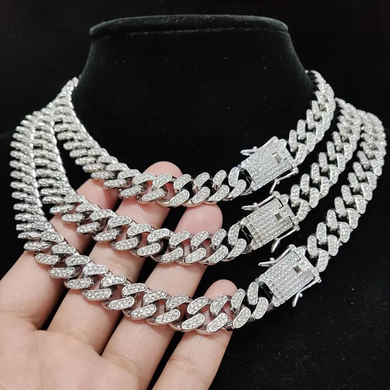 ผู้ชายผู้หญิง Hip Hop Cuban Chain สร้อยคอ13มม.กว้าง Miami Cuban Chain ...