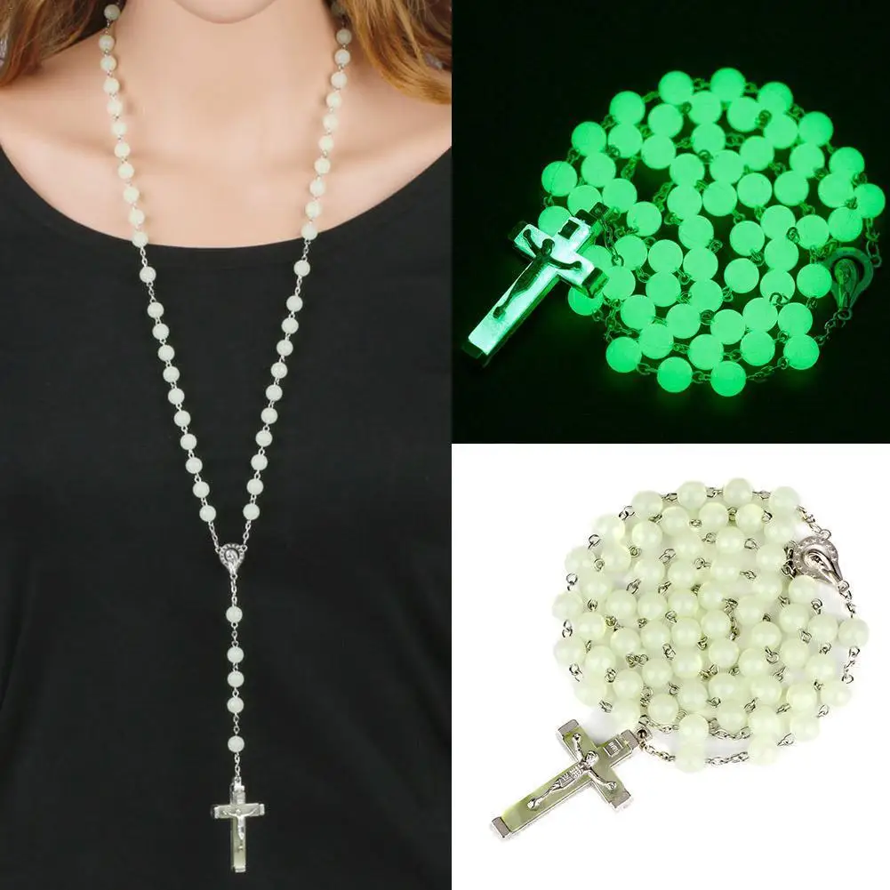 8MM-Luminous-Christian-Catholic-Cross-Rosary-Necklace-Glowing-Light-in-Dark-Beaded-Pendant ...