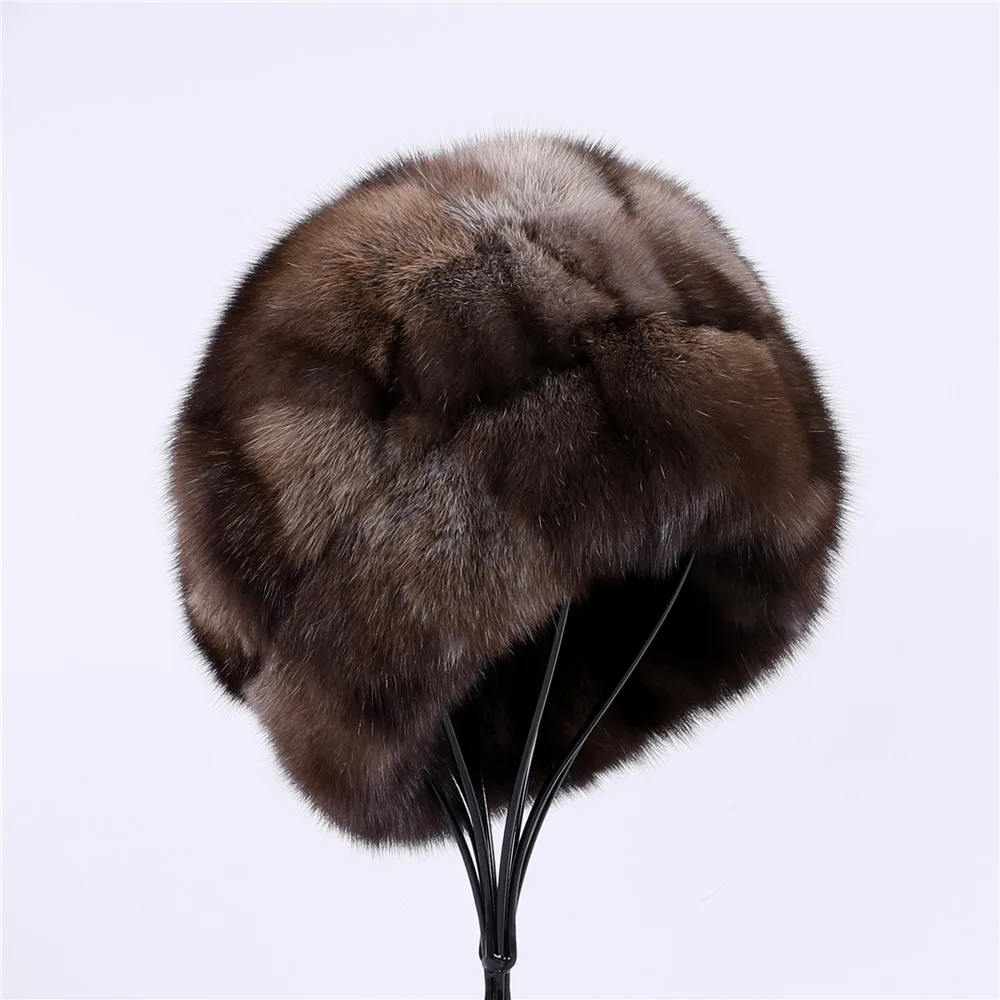 Unisex-Winter-Warm-100-Sable-Fur-Hat-Men-s-Bucket-Cap-Women-s-Luxury ...