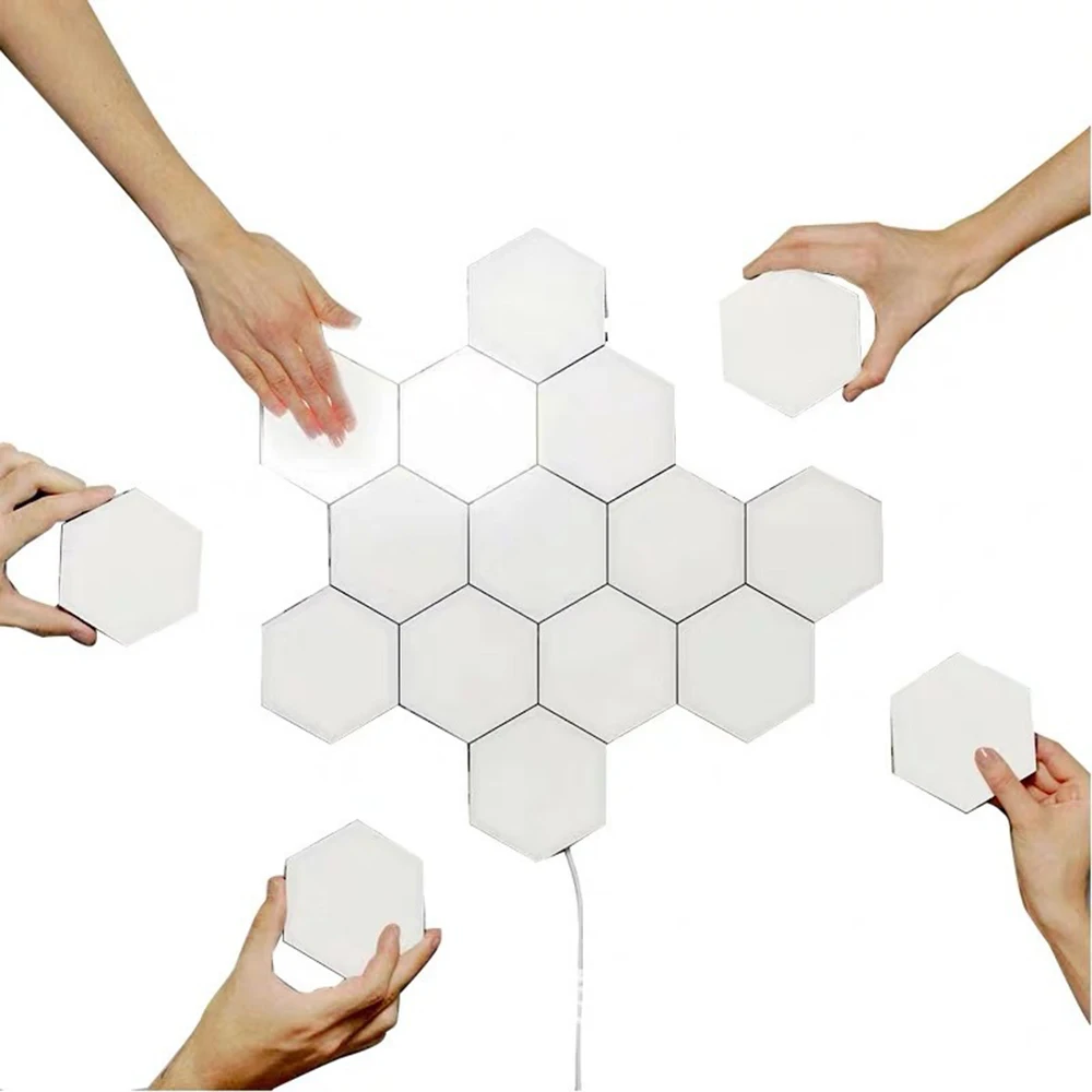 북유럽육각 Led 오프 화이트벽등패널 현대 양자 스마트 모듈 터치육각 벽조명diy 자기벌집 야간 조명침실 홈 실내 장식벽걸이