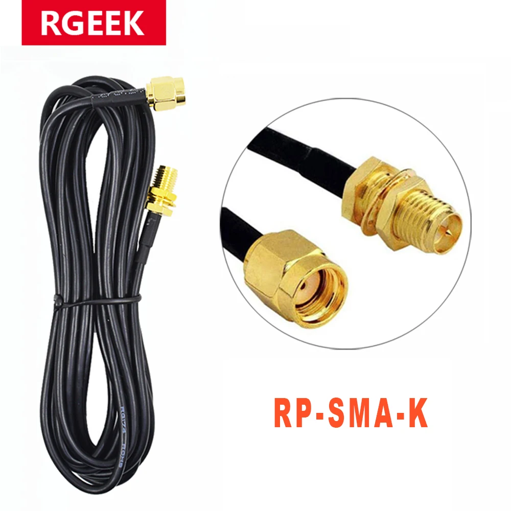RGeek-RG174-Copper-Feeder-Wire-RP-SMA-Male-to-Female-Extension-Cable ...
