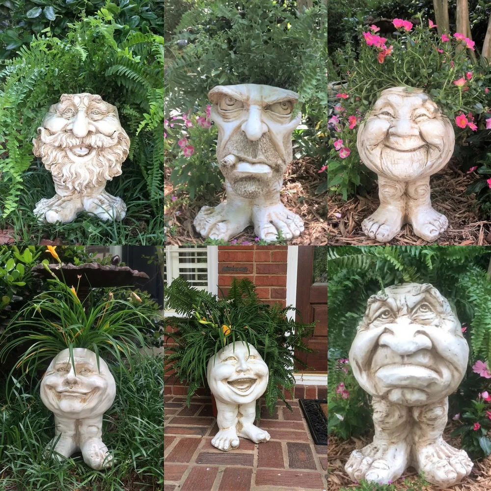 Muggly's The Face Statue Planter Funny Muggle Face Sculpture Funny ...
