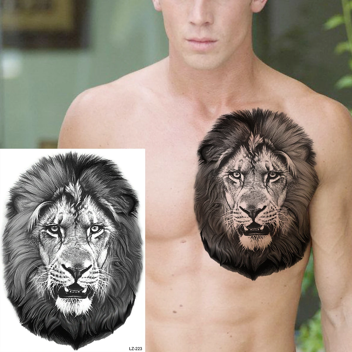 Lion Head Tattoo Chest