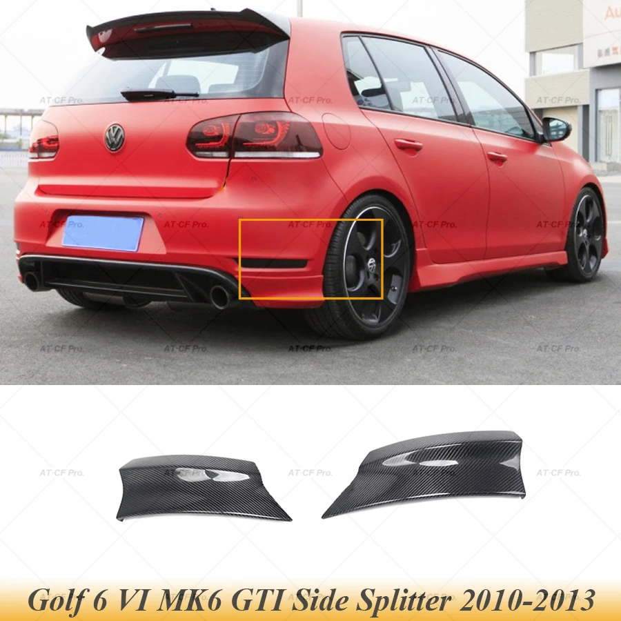 Golf 6 Carbon Fiber Frp Rear Diffuser Lip Spoiler Side Splitters For ...