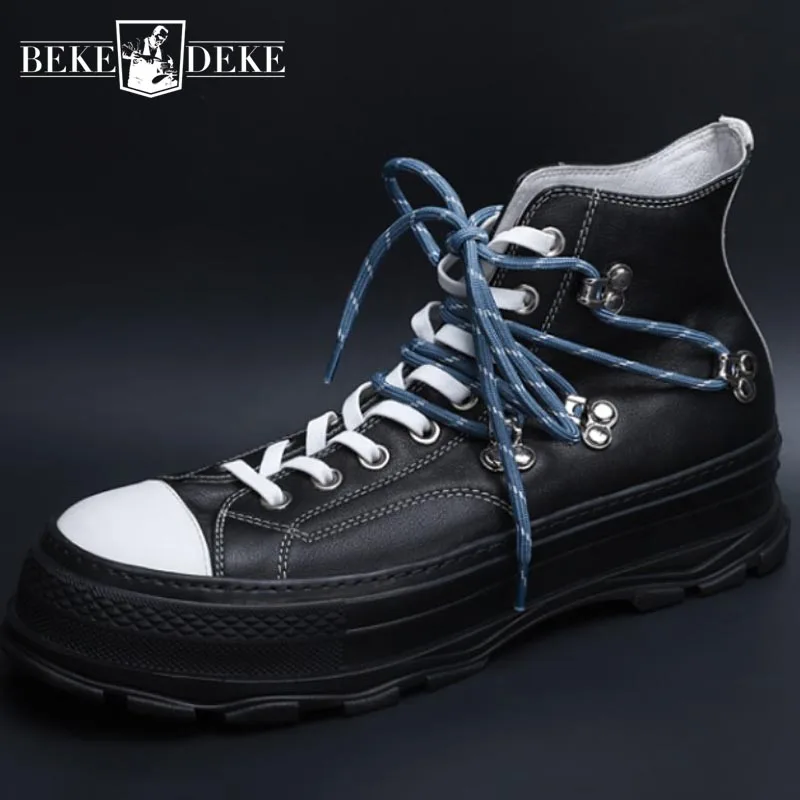 Popular Product Luxury Mens Work High-Top Shoes 100% Real Leather ...
