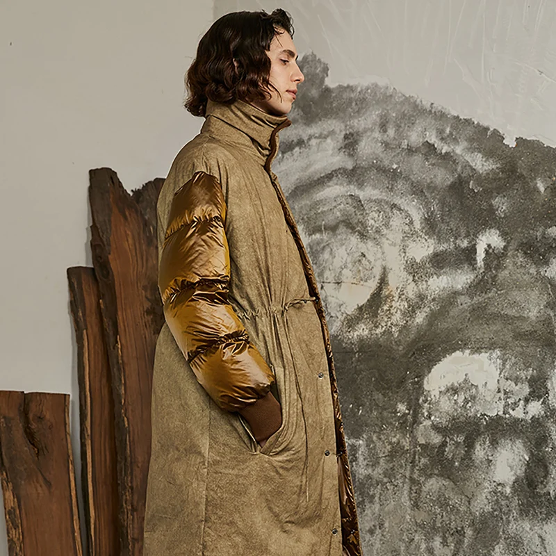 Дизайн женская зимняя Толстая Теплая Повседневная Свободная кофейная длинная куртка на белом