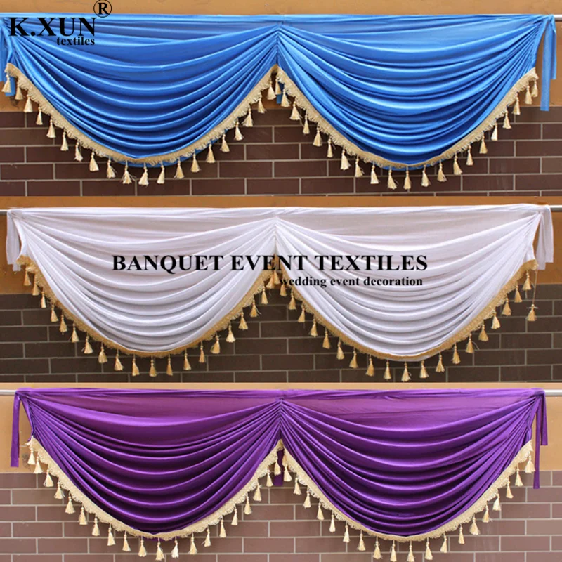 3m 6m Long Tassel Ice Silk Swag Drape Valance For Backdrop Curtain ...