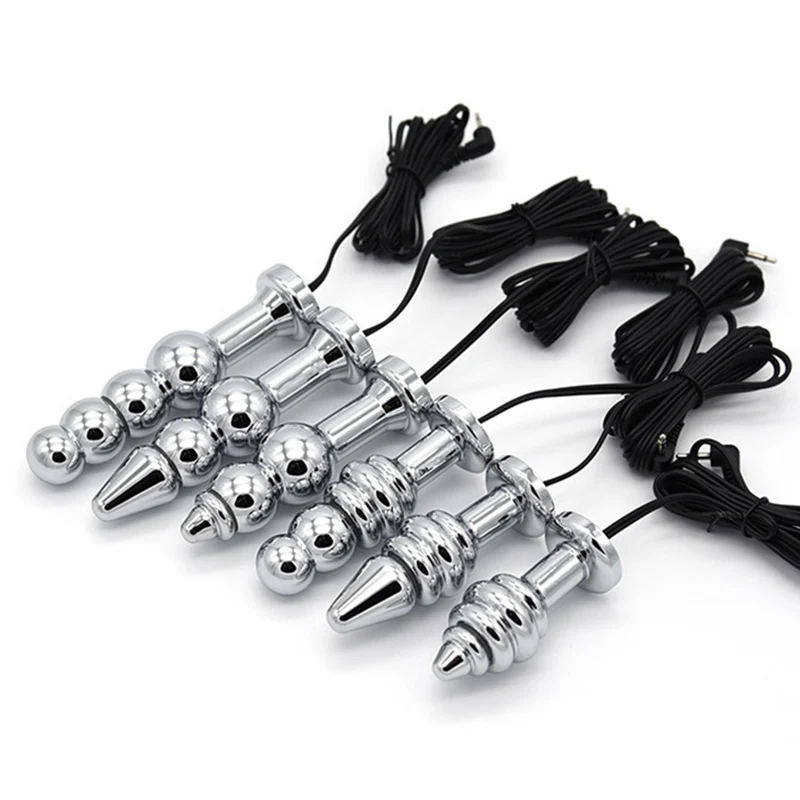 10-Types-Bi-Polar-Electro-Anal-Massager-Metal-Butt-Plug-Anal-Vagina ...