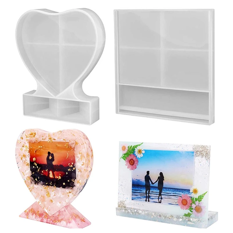 1 Pc Love Rectangle Photo Frame with Base Epoxy Resin Mold Handmade ...