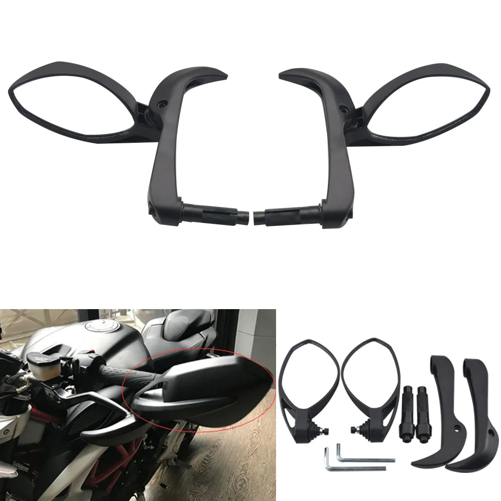 Universal Motorcycle 22MM Handlebar End Rearview Mirrors Handguard ...