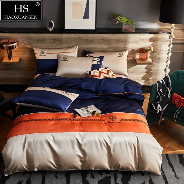 Navy Blue And Orange Bedding