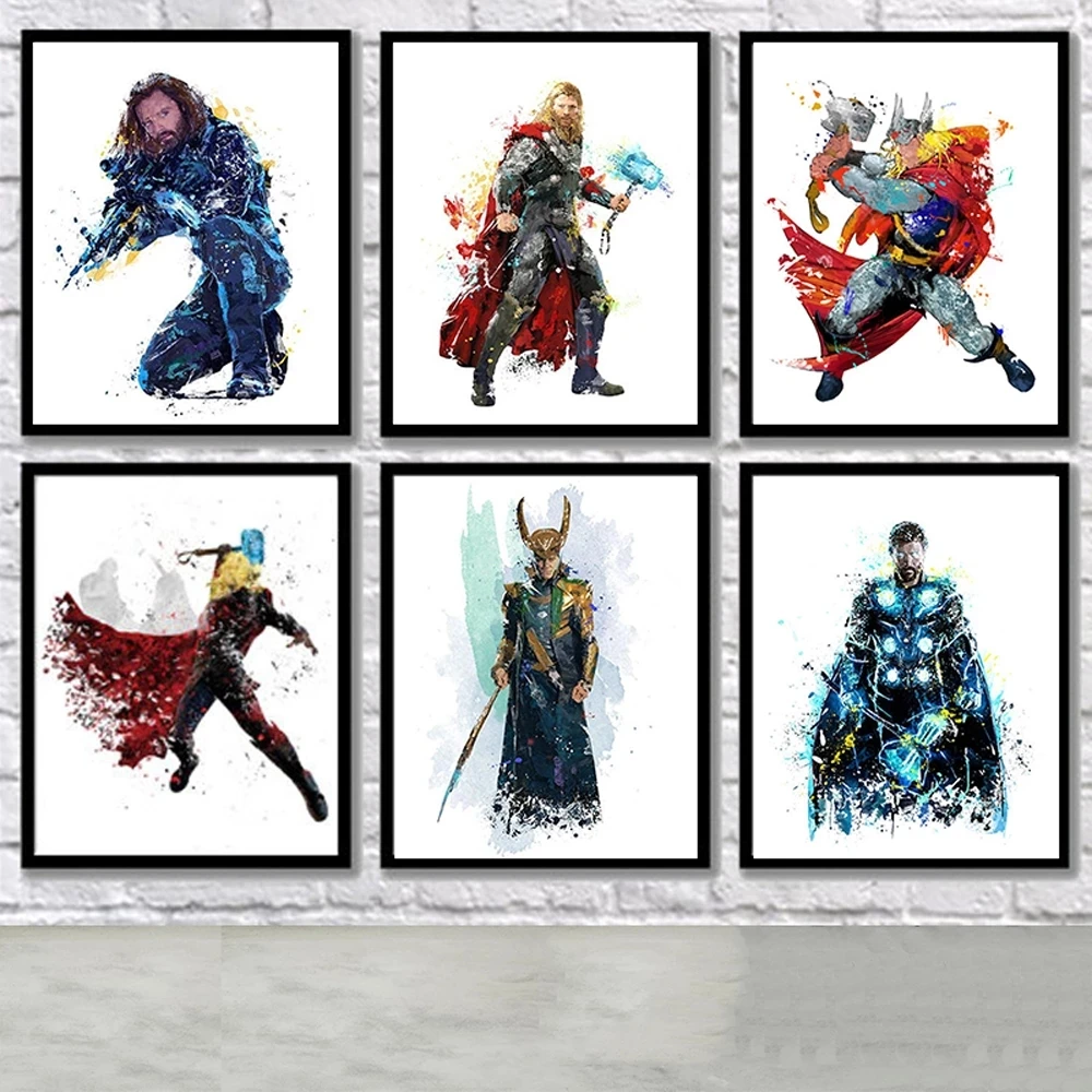 Canvas Watercolor Print Modern Poster Thor Home Decorative Painting ...