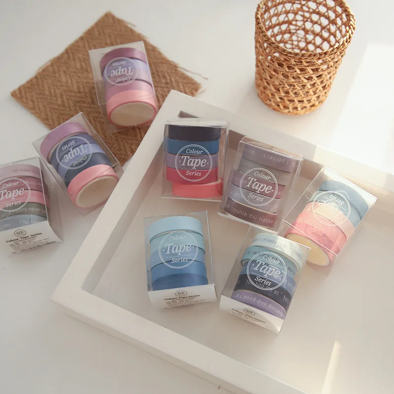 5 Pcs Morandi Washi Tape Set Basic Solid Color Series Decorative ...