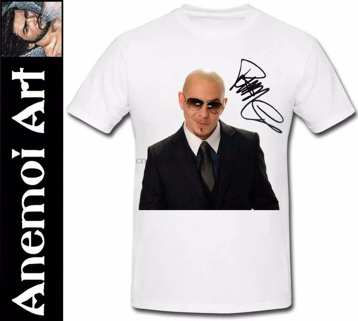 T550 FIRMA DE Pitbull rapero imagen autograph signature t shirt ...
