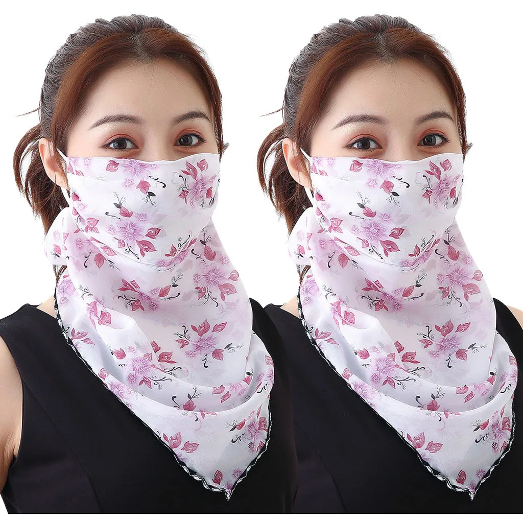 Sun Protection Mask Scarf Silk Neck Scarf （2Pcs） - Worth Buy Store