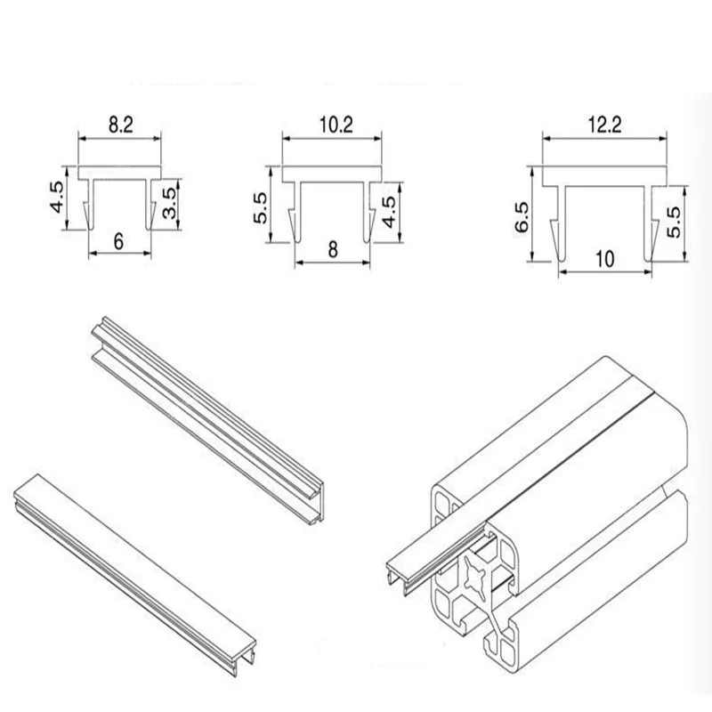45,50 Series Light Grey T-slot cover Aluminium profile in plastic PVC ...