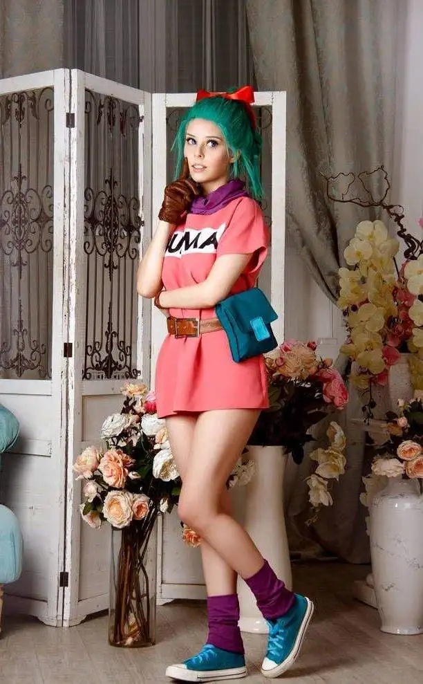 Anime Dragon Ball Bulma Uniform Cosplay Costume - AllCosplay.com