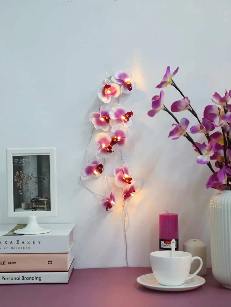 Handmade-Orchid-Flower-LED-String-Lights-Battery-floral-holiday ...