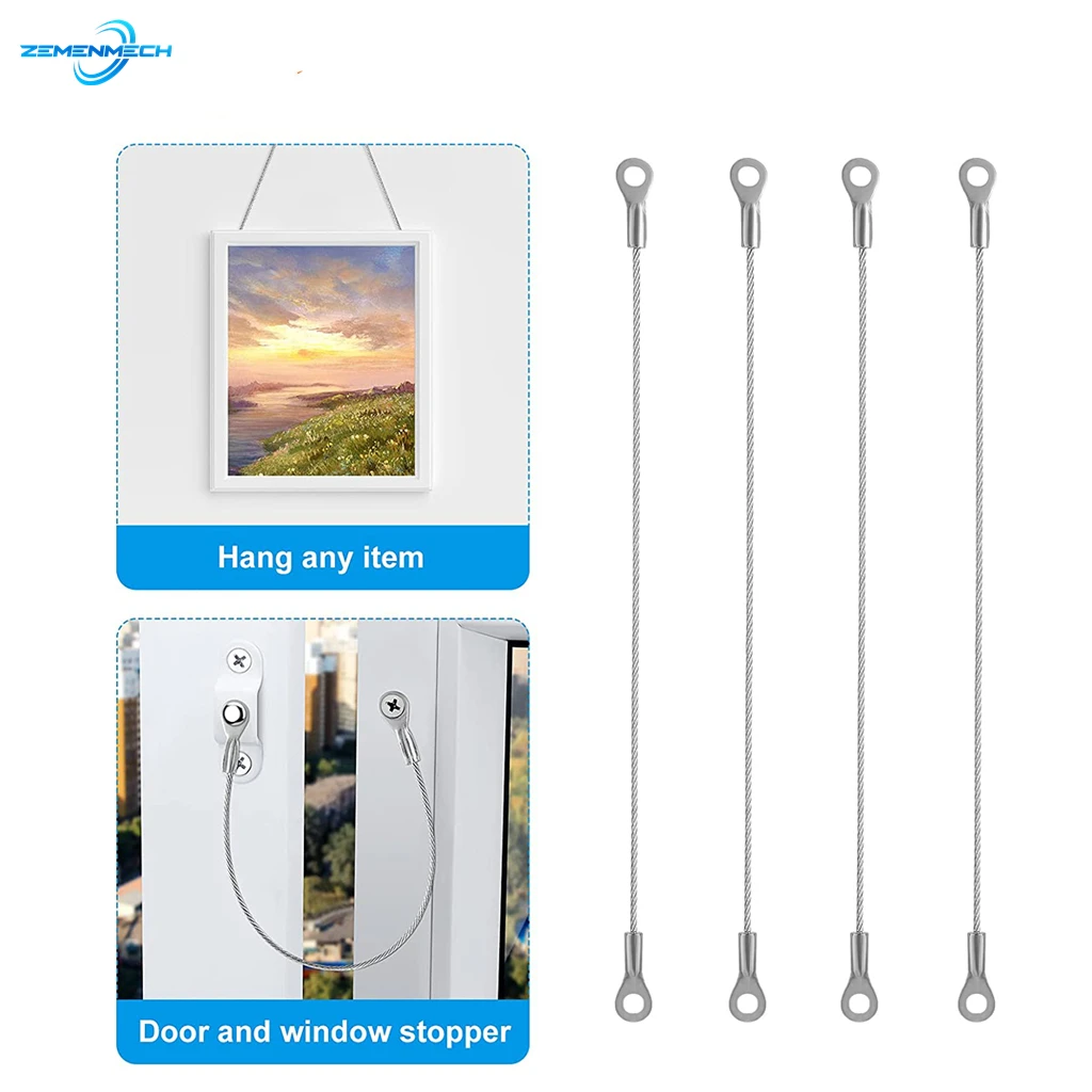 4X-Cabinet-Door-Restraint-Kit-Flexible-Lanyard-Cable-Cupboard-Door ...