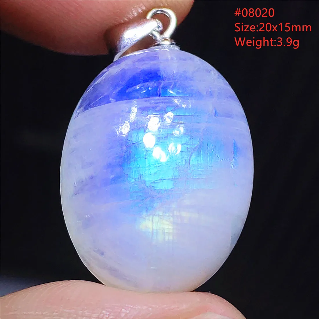 Natural Moonstone Blue Light Pendant Oval Beads Women Men Necklace 925 ...